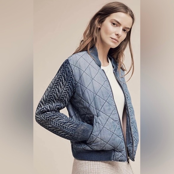 cloth & stone | Jackets & Coats | Cloth Stone Quilted Bomber Jacket ...
